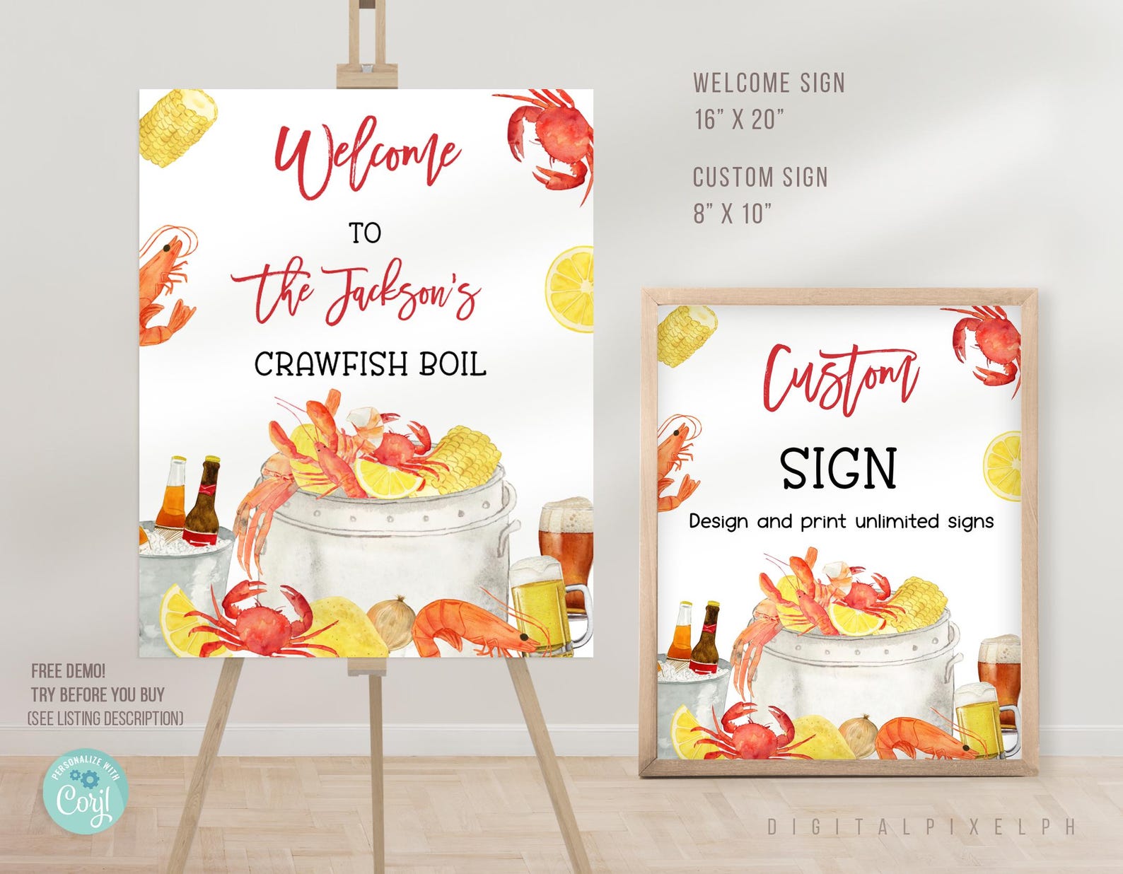 Editable Seafood Boil Welcome Sign Template, Seafood Boil Custom Sign ...