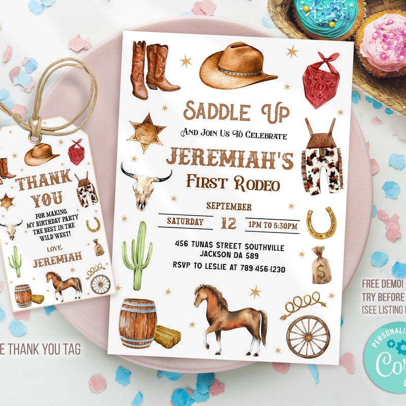 Cowboy Invitation - Etsy