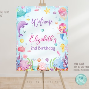 Editable Under the Sea Welcome Sign Template, Under the Sea Custom Sign ...