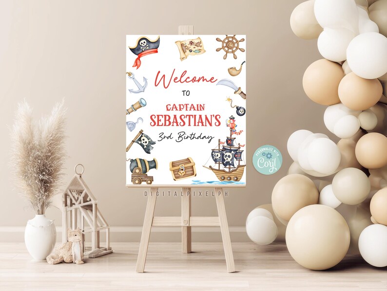 Editable Pirate Birthday Welcome Sign Template (digital Download) - Etsy