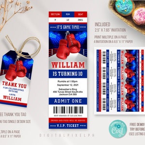 Editable Boxing Ticket Birthday Invitation Template, Boxing Birthday ...