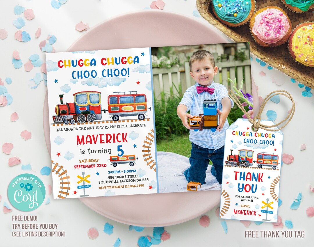 Editable Train Birthday Invitation Template, Toy Train Invitation ...