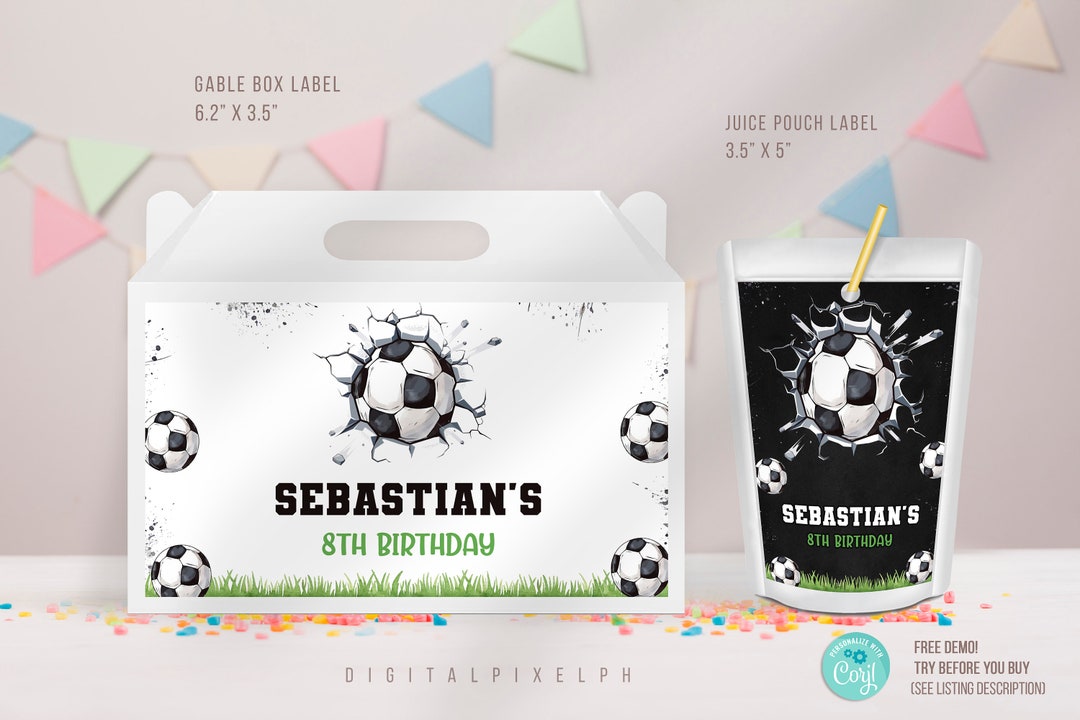 Editable Soccer Capri Sun Labels, Soccer Juice Labels, Soccer Gable Box ...