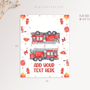 Editable Fire Truck Food Label, Fire Truck Birthday Party Food Tent ...
