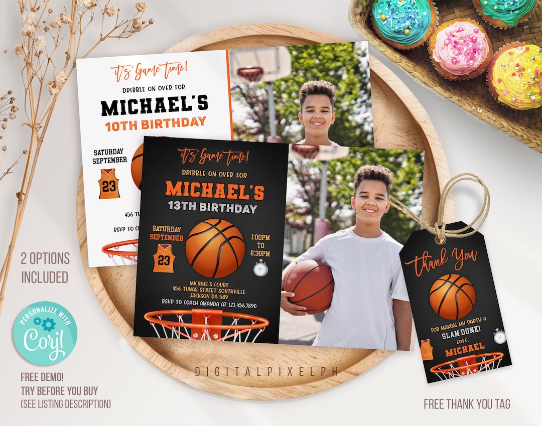 Editable Basketball Birthday Invitation Template, Basketball Birthday ...