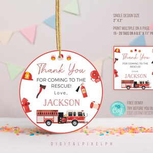 Editable Fire Truck Birthday Invitation Bundle Template, Fire Truck ...