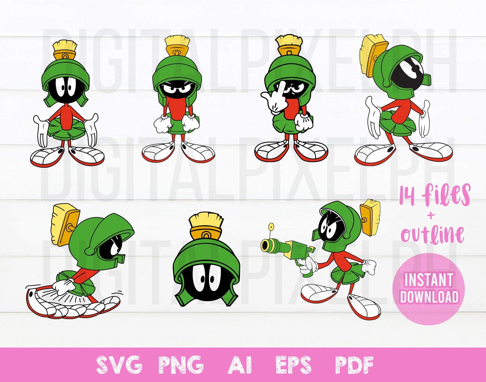 Marvin the martian svg looney tunes clipart svg cut files | Etsy