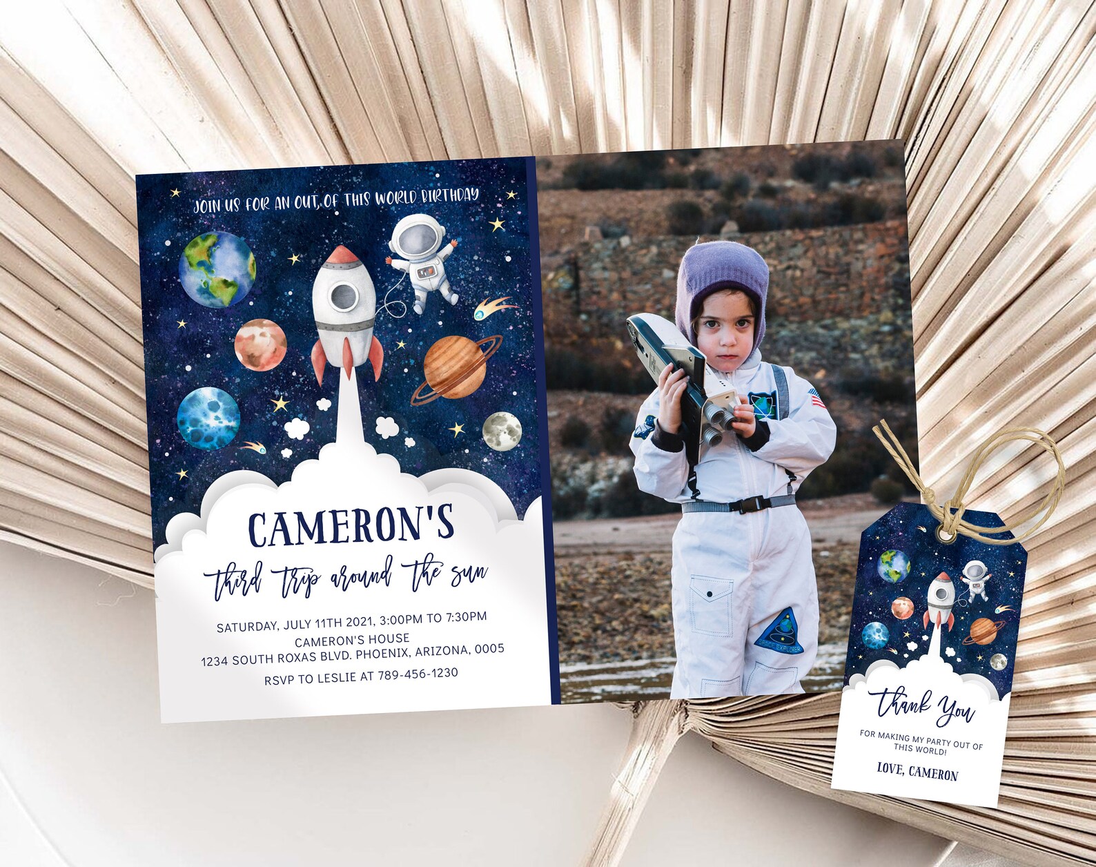 Outer Space Birthday Invitation Template With Photo Planets - Etsy