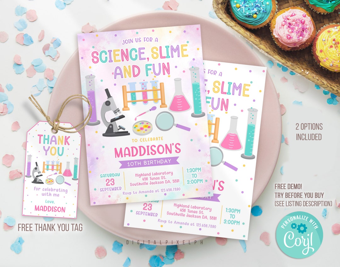 Editable Mad Science Experiment Birthday Invitation, Science Experiment ...
