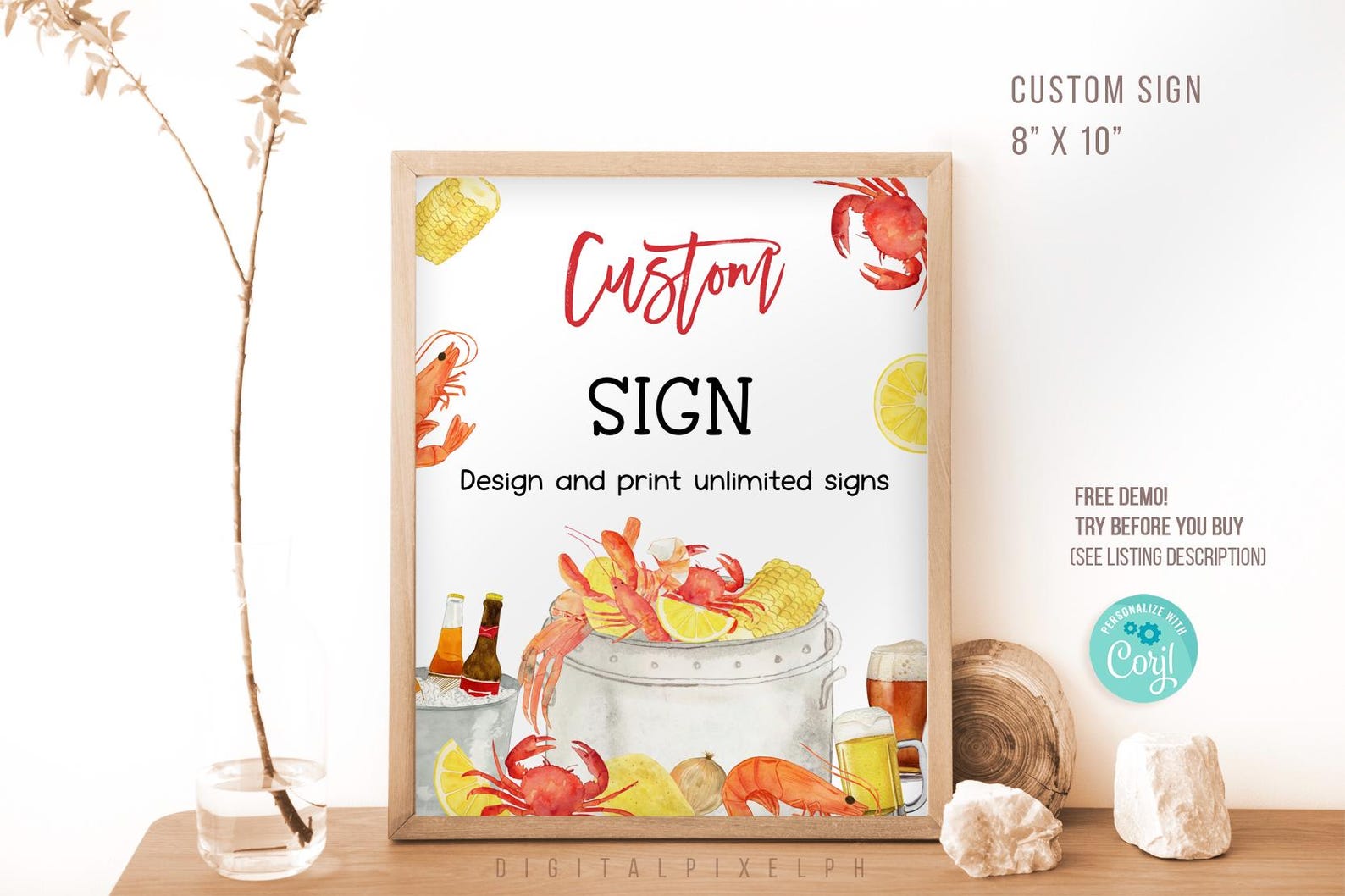 Editable Seafood Boil Welcome Sign Template, Seafood Boil Custom Sign ...