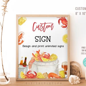 Editable Seafood Boil Welcome Sign Template, Seafood Boil Custom Sign ...