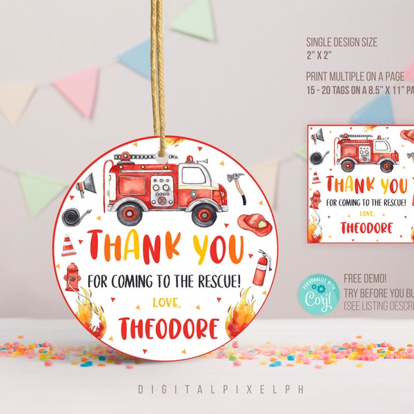 Fire Truck Thank You - Etsy