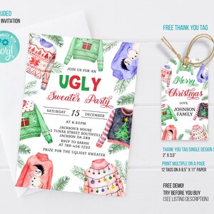 Editable Ugly Sweater Christmas Party Invitation, Christmas Party ...