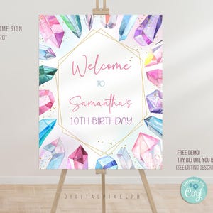 Editable Crystal Gemstone Welcome Sign Template, Crystal Gemstone ...