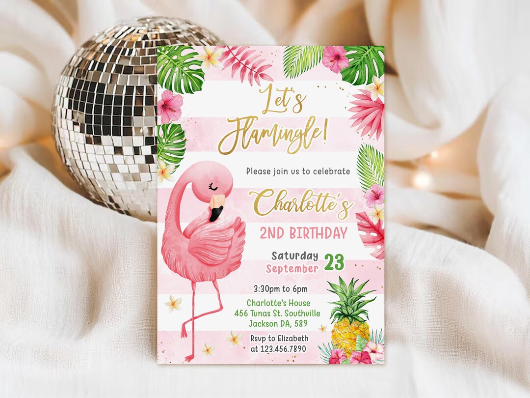 Flamingo Birthday Invitation Template, Flamingle Invitation, Tropical ...