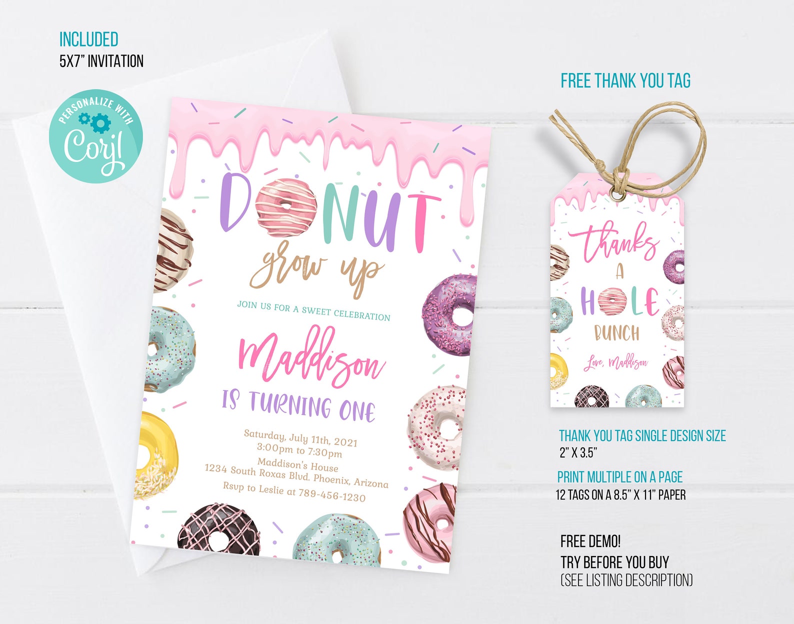 Donut Birthday Invitation Donut Birthday Invite Donut Party - Etsy