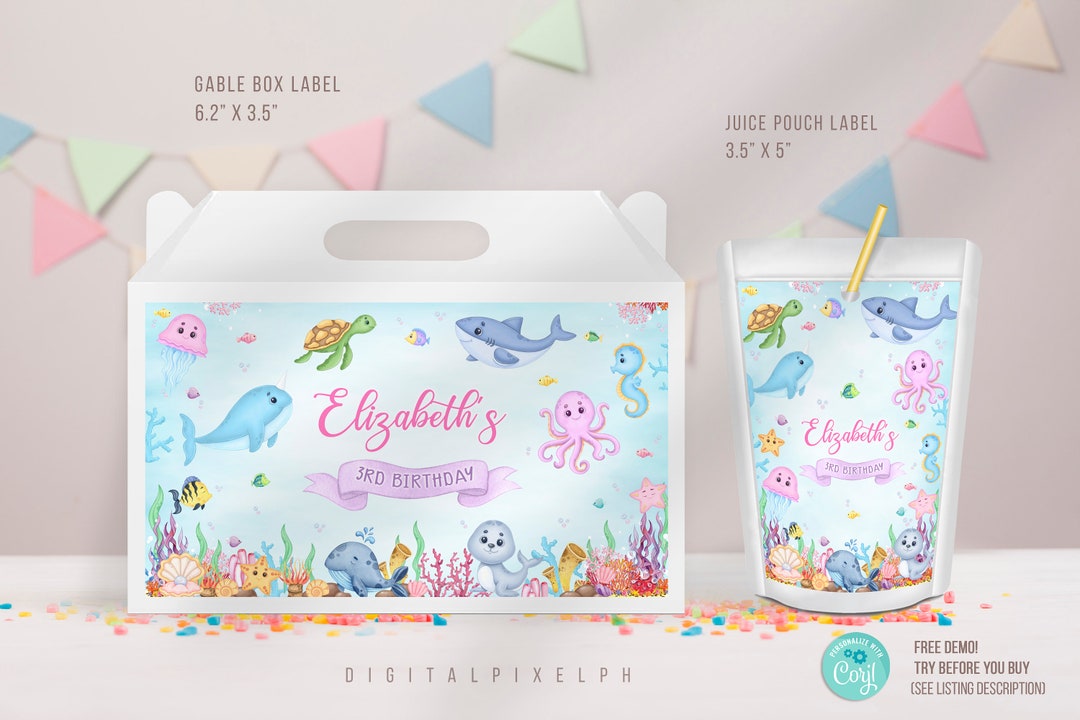 Editable Under the Sea Capri Sun Label, Under the Sea Water Juice ...