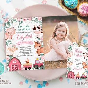 Farm Birthday Party Invitation Template With Photo Farm - Etsy