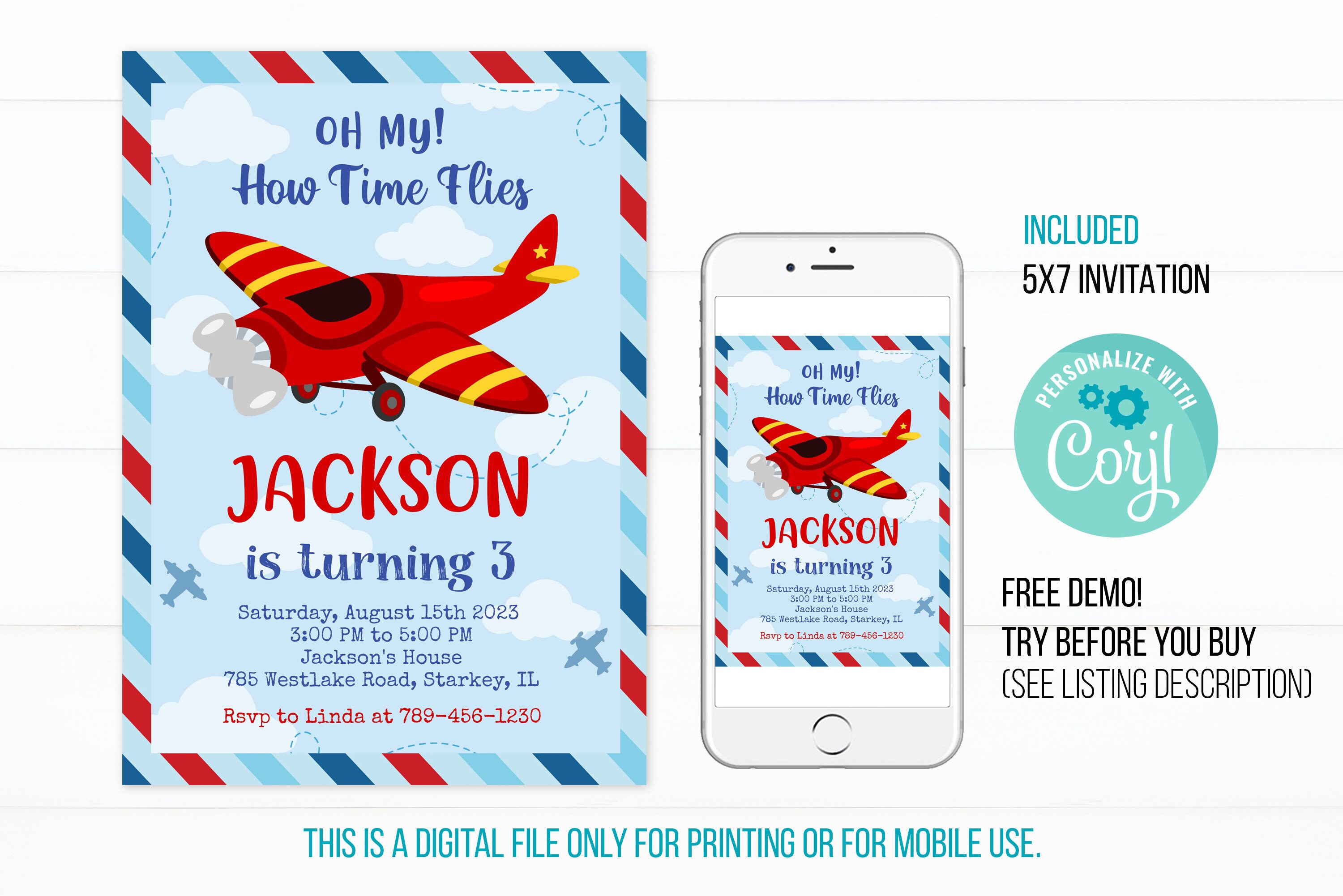 Airplane Birthday Invitation Template Airplane Invitation - Etsy Canada