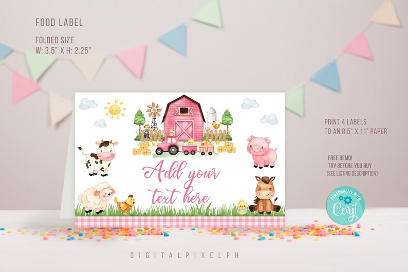 Editable Farm Animal Food Label Tent Cards (digital Download) - Etsy