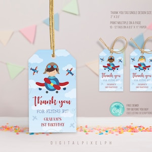 Editable Airplane Birthday Thank You Tags, Airplane Favor Tags ...
