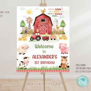 Editable Farm Birthday Welcome Sign Template, Farm Birthday Custom Sign ...