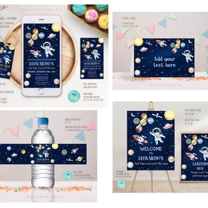 Editable Outer Space Birthday Invitation Bundle Template, Outer Space ...