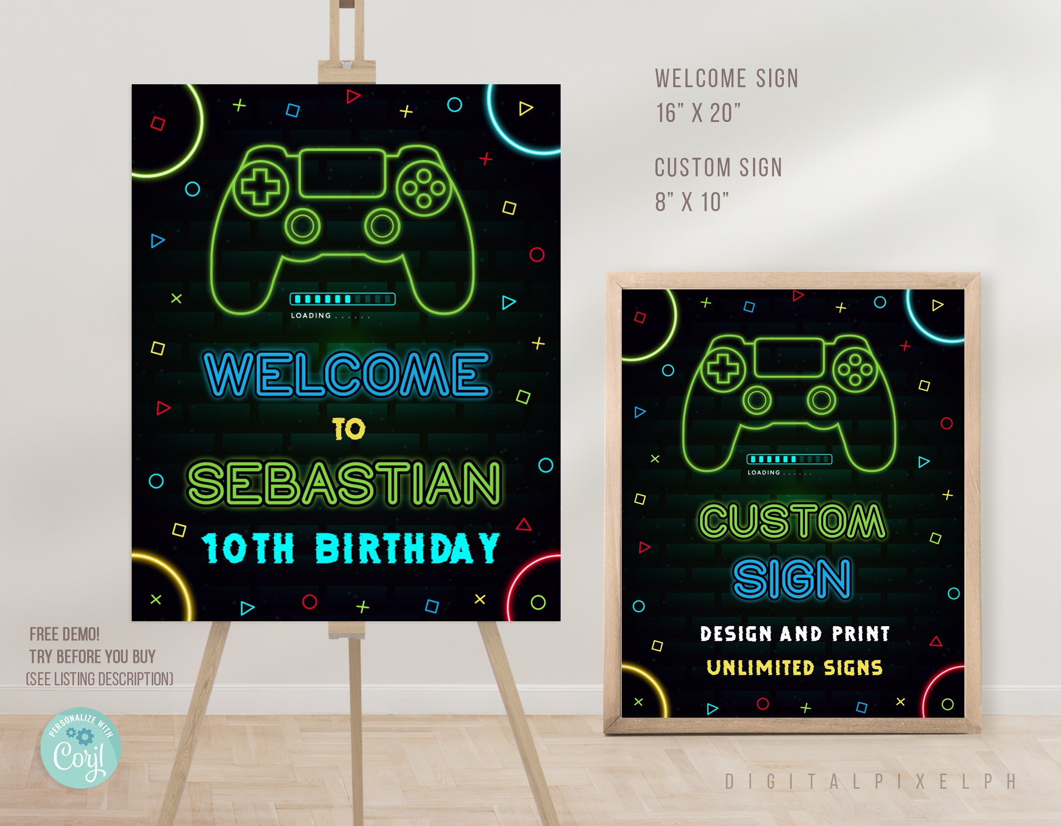 Editable Video Game Welcome Sign Template, Video Game Birthday Custom ...