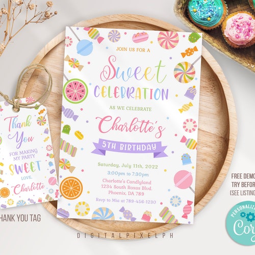 Editable Sweet Celebration Invitation Birthday Invitation - Etsy