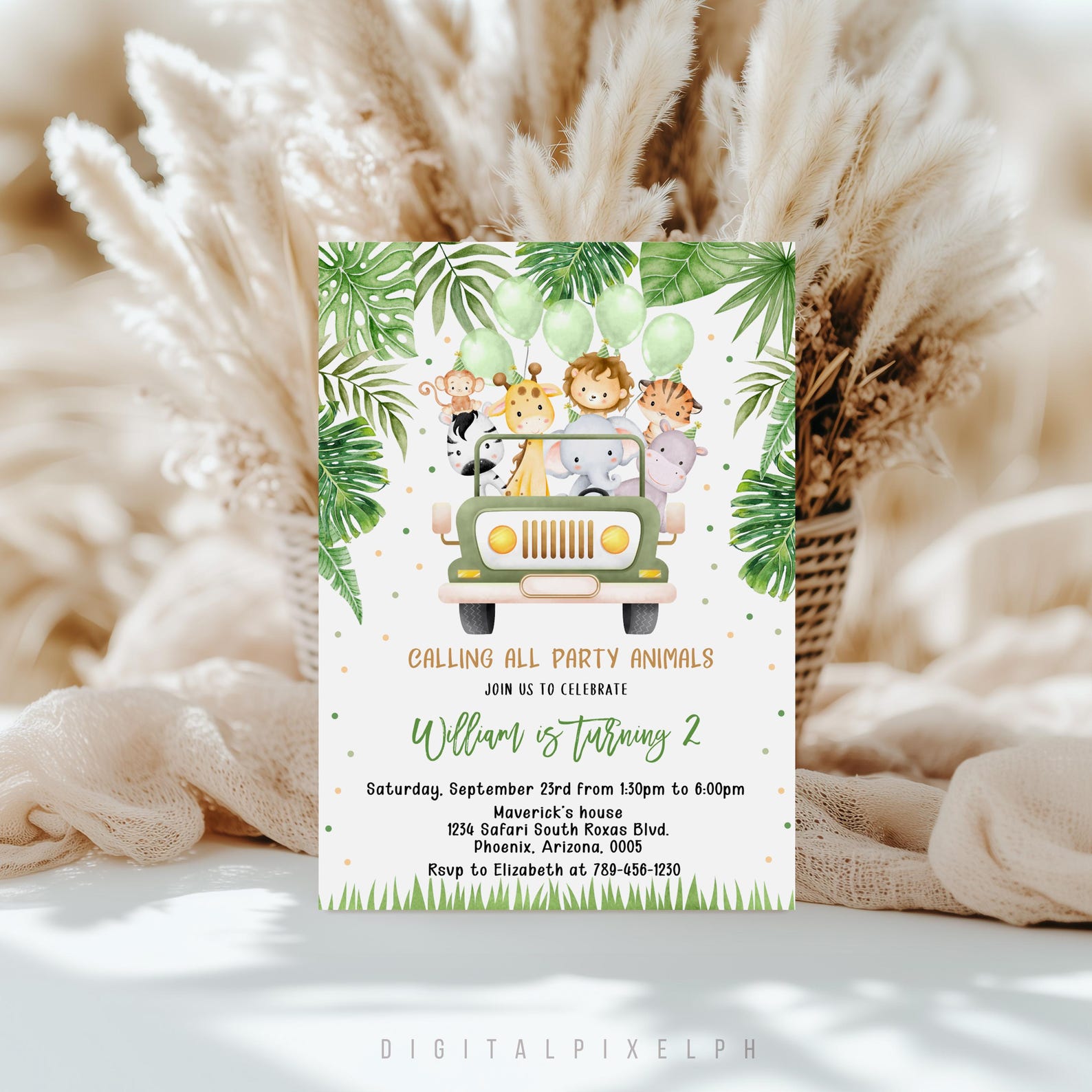 Editable Safari Birthday Invitation, Wild One Invite (digital Download ...