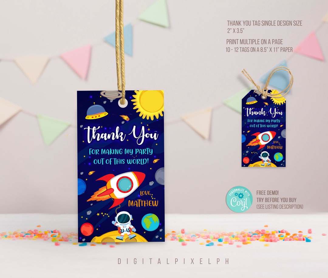 Editable Outer Space Thank You Tags, Outer Space Thank You Tags, Outer ...