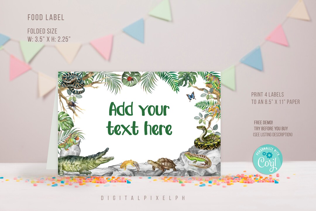 Editable Reptile Food Label, Reptile Food Tent Cards, Reptile Food Tent ...