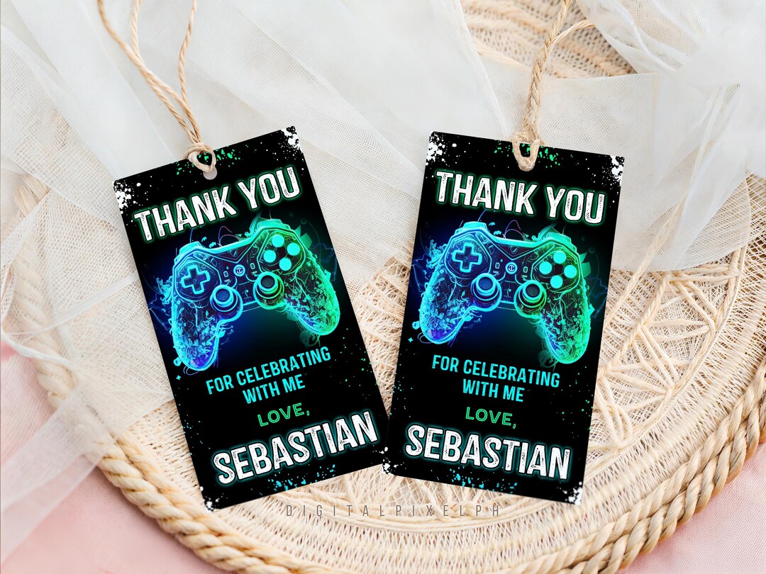 Video Game Thank You Tags, Party Favor Labels (digital Download) - Etsy
