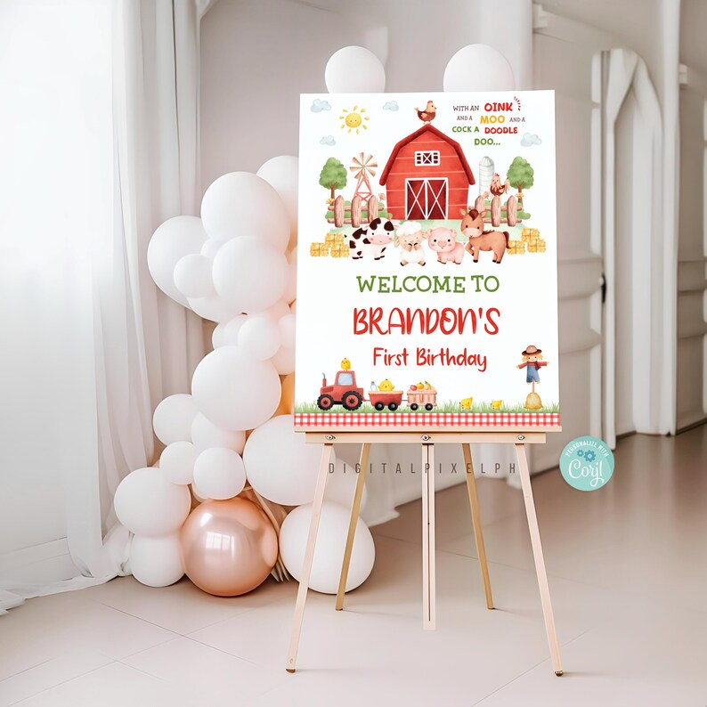 Editable Farm Birthday Welcome Sign Template (digital Download) - Etsy