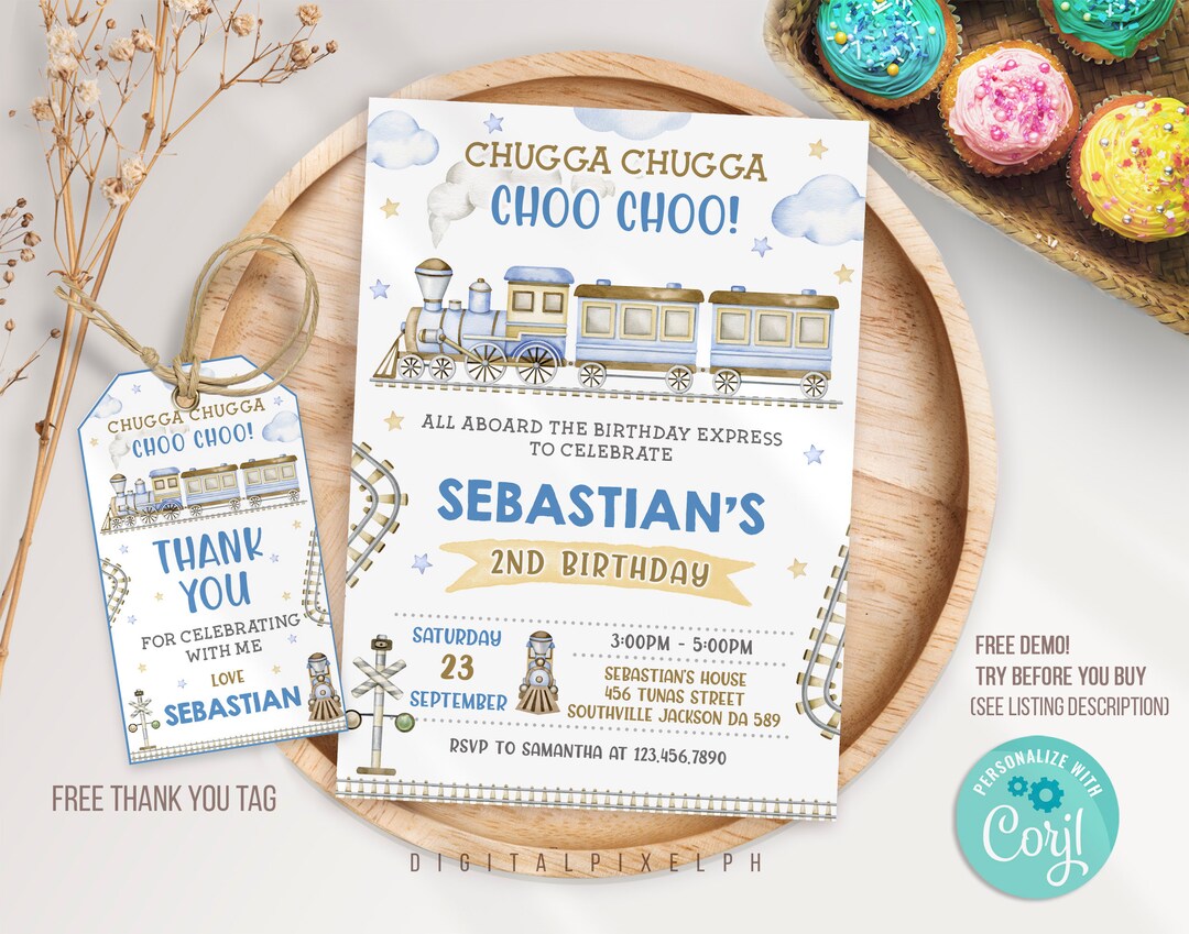 Editable Train Birthday Invitation Template, Toy Train Invitation ...