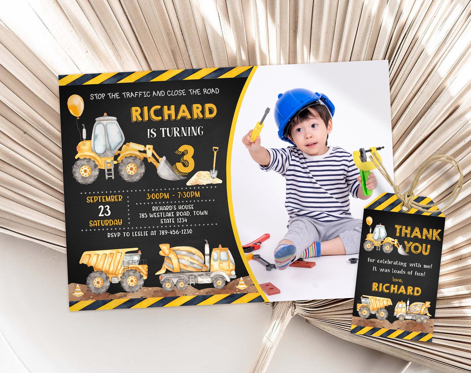 Editable Construction Birthday Party Invitation Template - Etsy