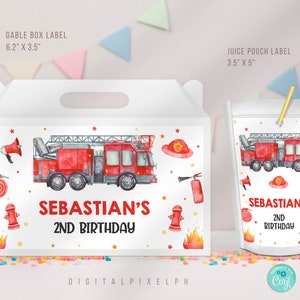 Editable Fire Truck Birthday Invitation Bundle Template, Fire Truck ...