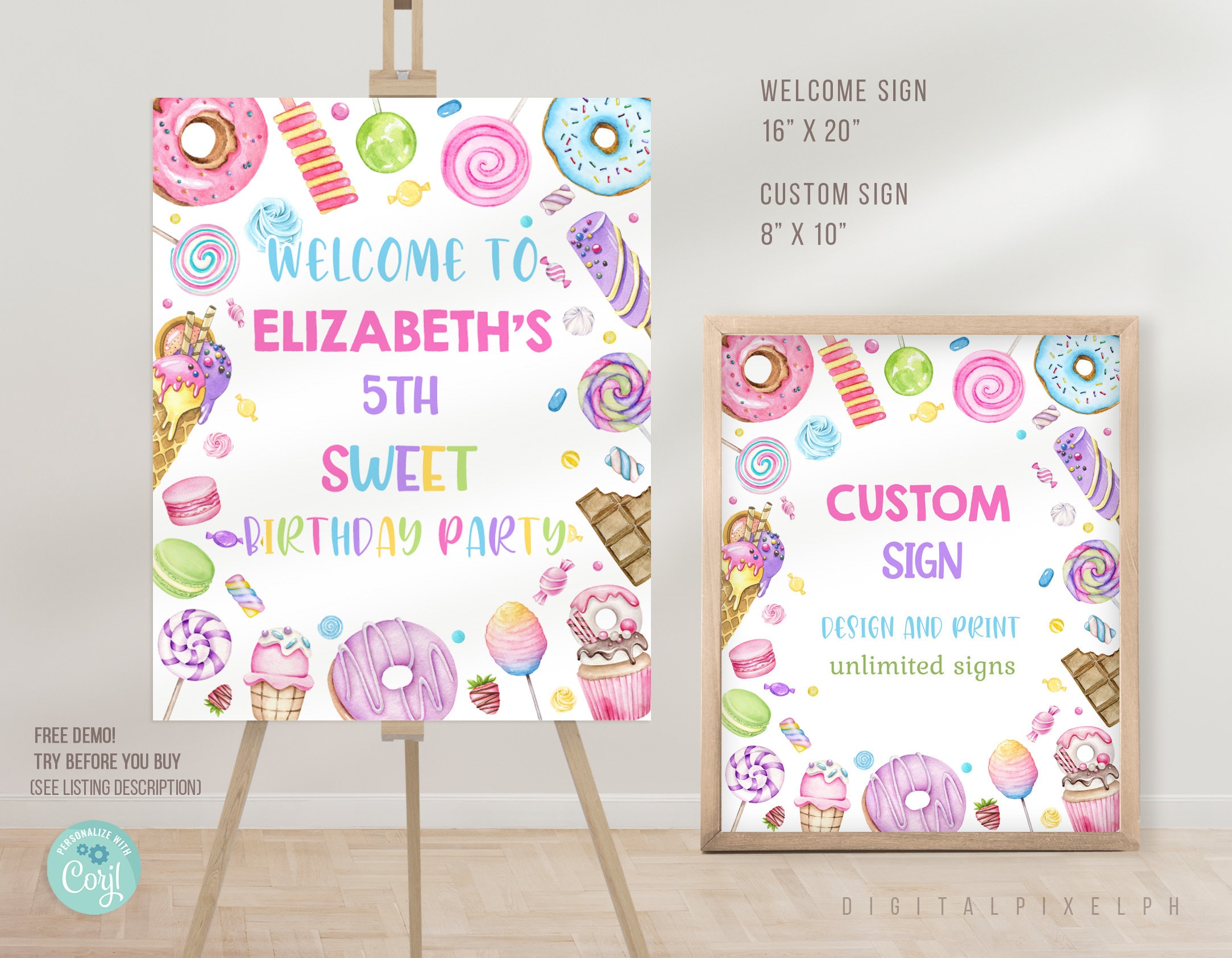 Editable Sweets Candy Welcome Sign Template Sweets Birthday - Etsy UK