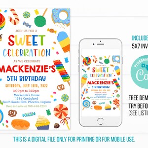 Sweets Candy Invitation, Sweet Candy Birthday Invitation, Sweet ...