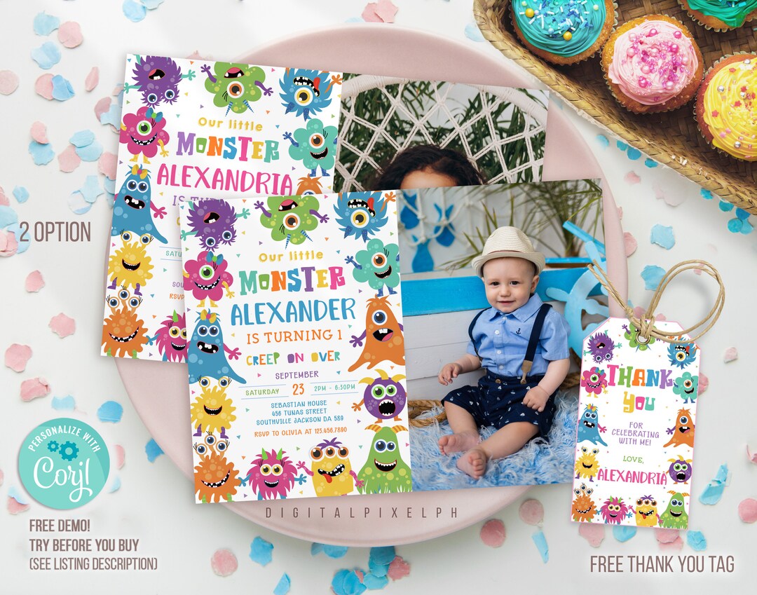 Editable Monster Birthday Invitation Template, Monster Birthday ...