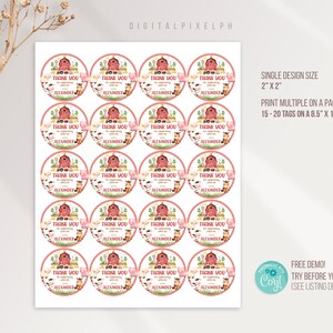 Editable Farm Round Thank You Tags, Farm Sticker, Farm Square Thank You ...