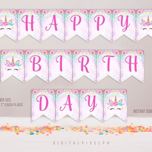 Unicorn Happy Birthday Banner, Unicorn Banner, Unicorn Birthday Banner ...