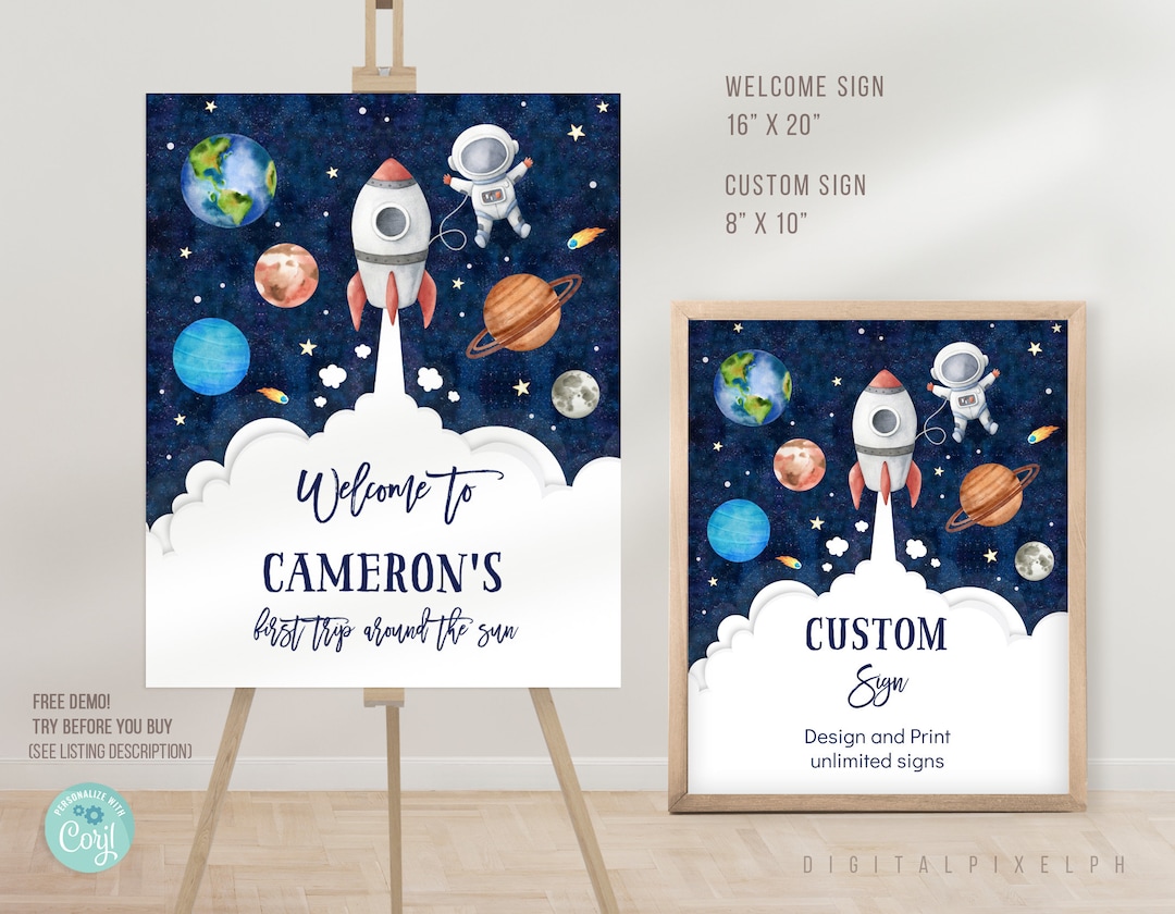 Editable Outer Space Welcome Sign Template, Outer Space Custom Sign ...