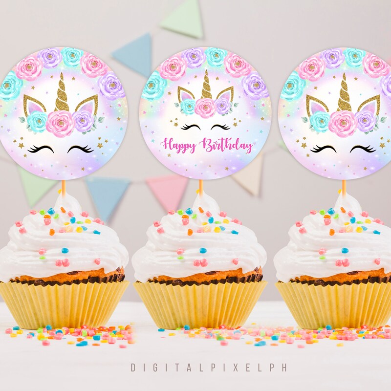 Unicorn Cupcake Toppers - Etsy
