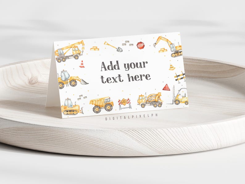 Editable Construction Birthday Food Label Tent Cards (digital Download ...