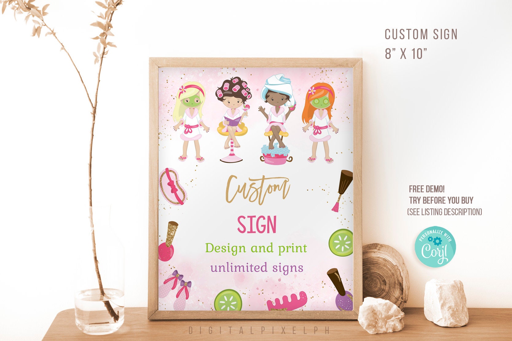 Editable Spa Party Welcome Sign Template, Custom Sign (digital Download ...