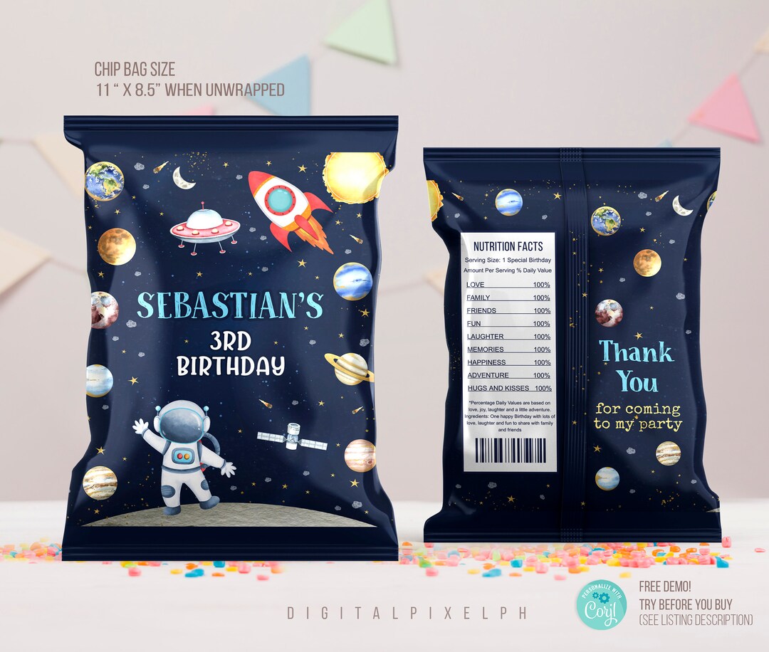 Outer Space Chip Bag Wrapper Label(digital Download) - Etsy