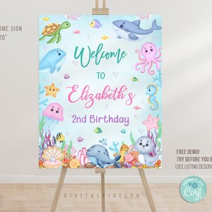 Editable Under the Sea Welcome Sign Template, Under the Sea Birthday ...