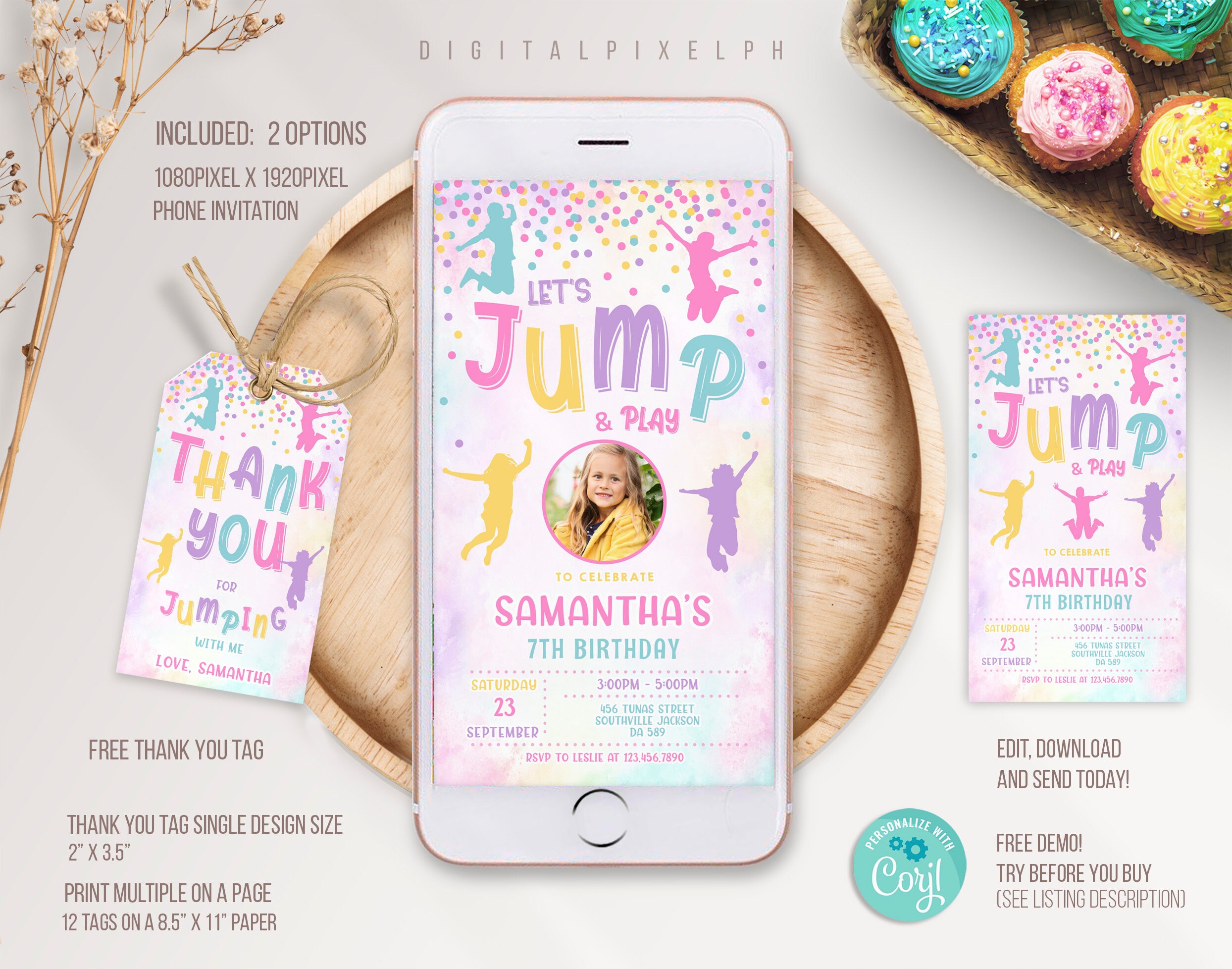 Jump Phone Birthday Invitation Template Jump Electronic - Etsy México