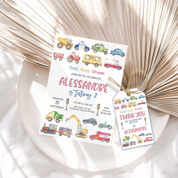 Transportation Birthday Invitation Template Transportation - Etsy